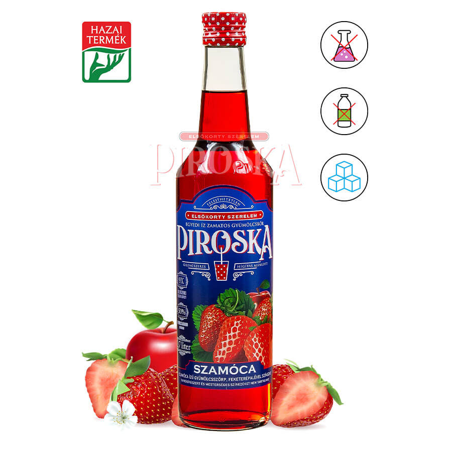 PIROSKA SZAMÓCA ÍZŰ GYÜMÖLCSSZÖRP CUKORRAL, ÜVEGES - Piroska Szörp 0,7 l
