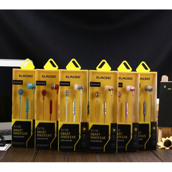 Elmcoei EV-128 Ακουστικά Handsfree, σε ροζ/χρυσό χρώμα | G for Gadget