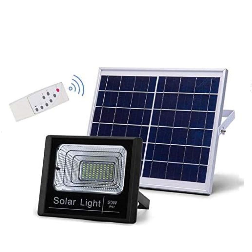 Ηλιακός LED Προβολέας JD 50W IP67 W718 με Φωτοκύτταρο, Χρονοδιακόπτη ...