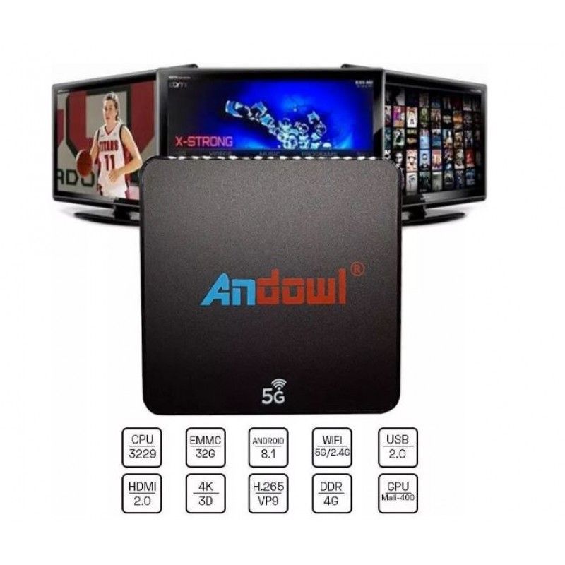 Smart Box 4k 5g Android 8.1 4gb/ 32gb Με Τηλεχειριστήριο Q M6 Andowl ...