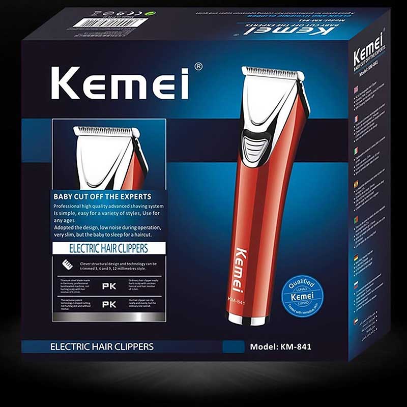 Kemei Επαγγελματική Επαναφορτιζόμενη Κουρευτική Μηχανή KM-841 Κόκκινη ...