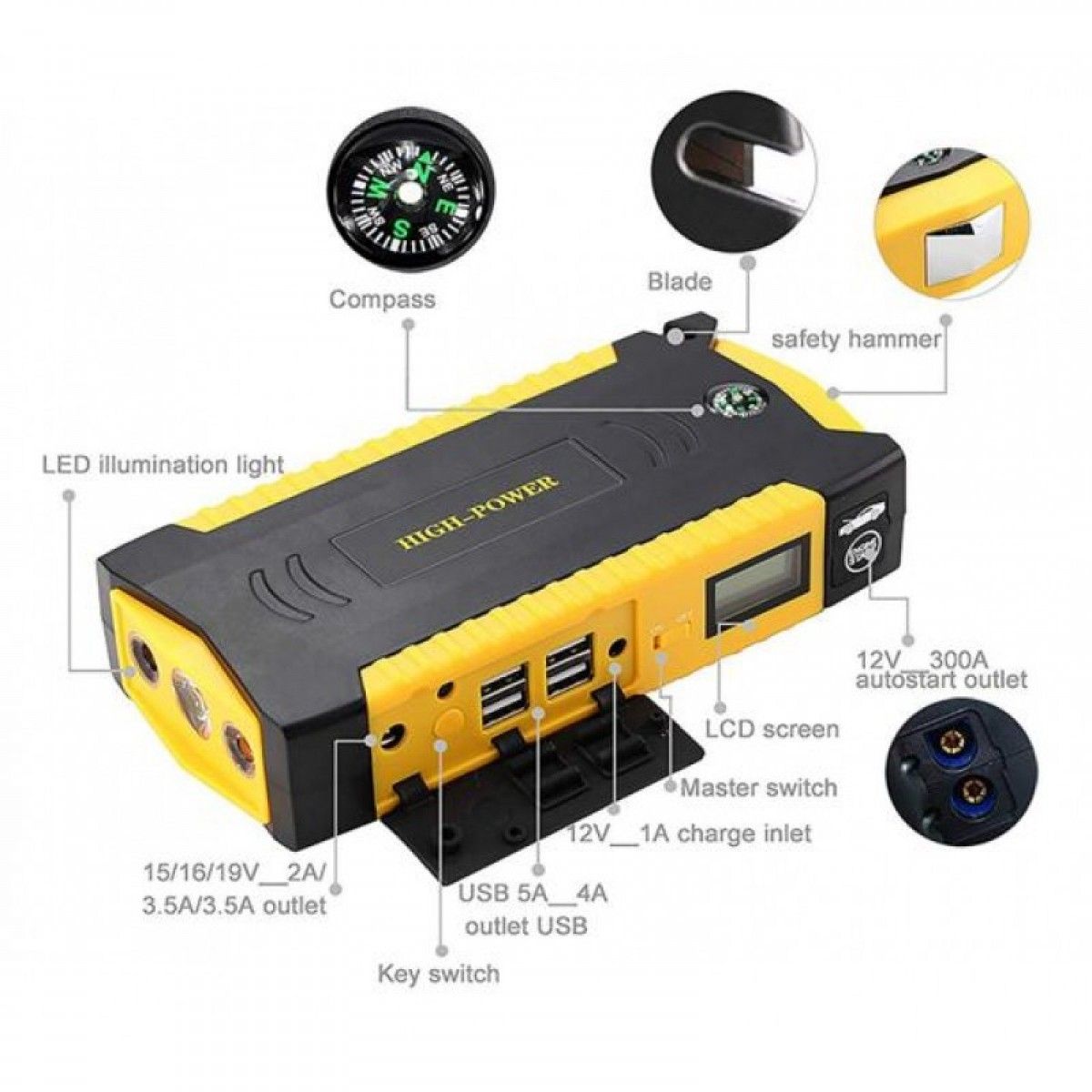 TM-19B Multi-Function Jump Starter 12V 69800mAh Εκκινητής Μπαταρίας ...