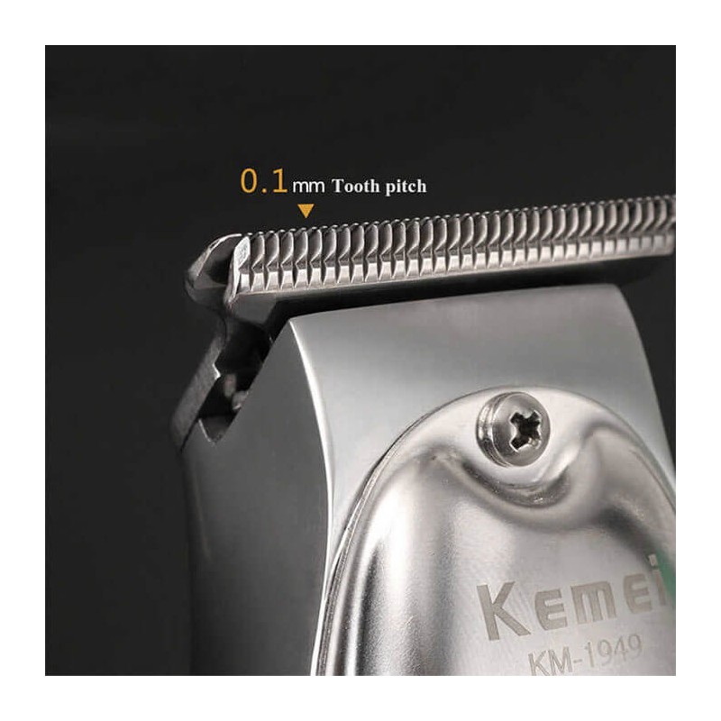 Kemei Επαγγελματική Επαναφορτιζόμενη Κουρευτική Μηχανή KM-1949 Ασημί | G for Gadget