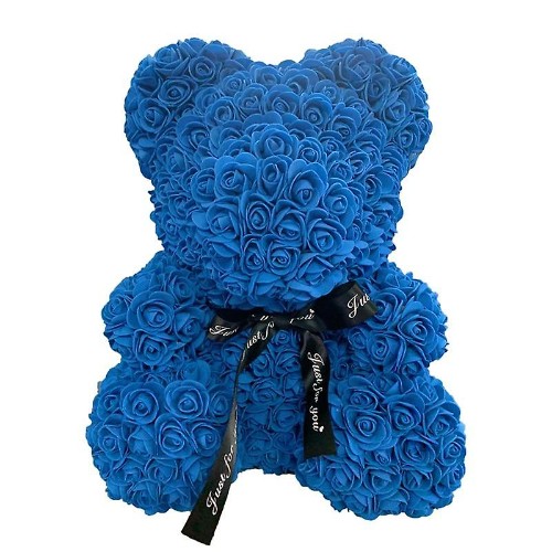 Αρκουδάκι από Τεχνητά Τριαντάφυλλα Dark Blue 25cm Σε Κουτί | G for Gadget