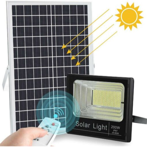 Ηλιακός Solar Προβολέας Αδιάβροχος 200W με Φωτοβολταϊκό Πάνελ ...