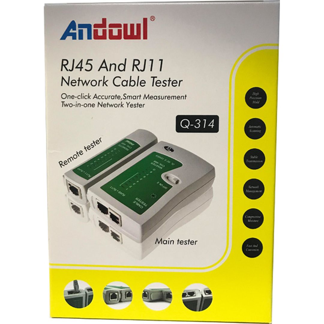 NETWORK TESTER ΕΛΕΓΧΟΣ ΔΙΚΤΥΑΚΩΝ ΚΑΛΩΔΙΩΝ ANDOWL Q-314 -RJ45 ΚΑΙ RJ11 ...