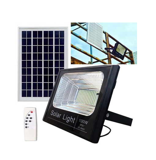 Ηλιακός προβολέας αδιάβροχος 100W με φωτοβολταϊκό πάνελ τηλεκοντρόλ και ...