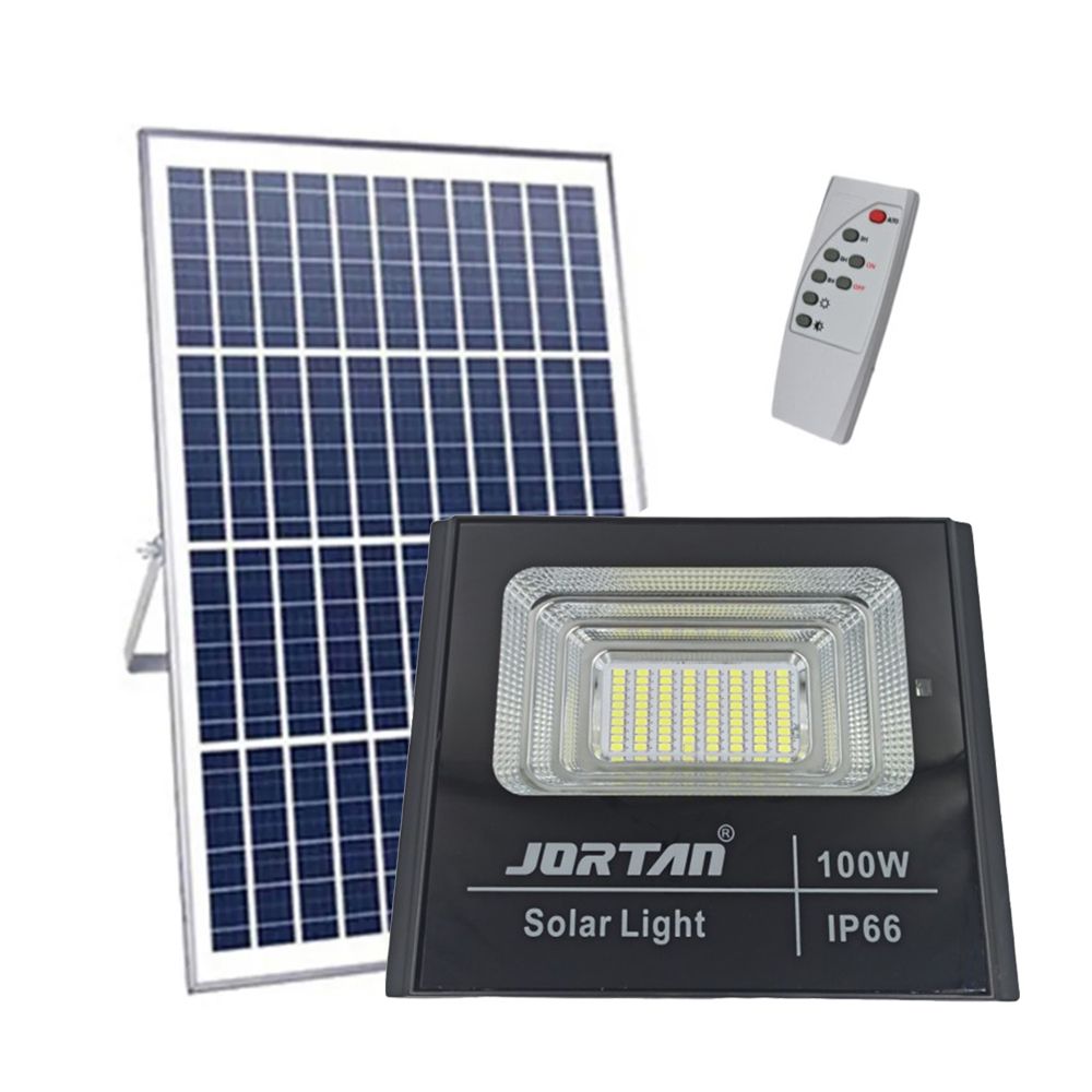 JORTAN Στεγανός Ηλιακός Προβολέας LED 100W Ψυχρό Λευκό 6500K με ...