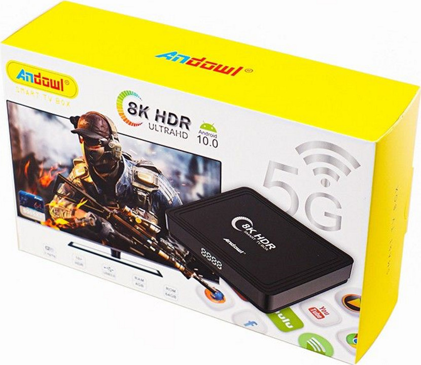 Andowl TV Box Q8K 8K UHD με WiFi USB 3.0 4GB RAM και 64GB Αποθηκευτικό ...
