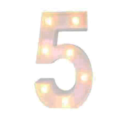 Διακοσμητικό Φωτιστικό LED Αριθμός 5 σε Λευκό Χρώμα 225484 | G for Gadget