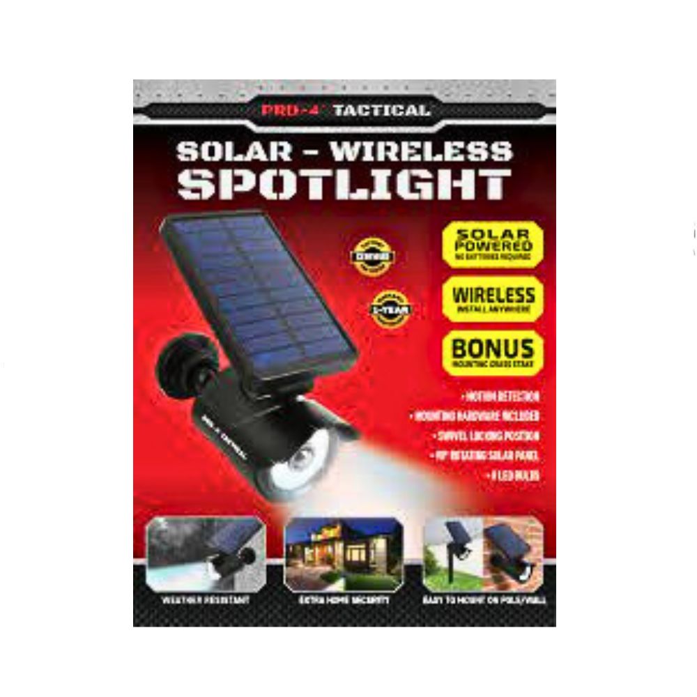 Pro-4 Tactical Ασύρματος Ηλιακός Προβολέας - Μαύρο | G for Gadget
