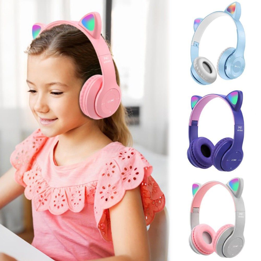 P47M Cat Ear Ασύρματα/Ενσύρματα On Ear Ακουστικά Μωβ | G for Gadget