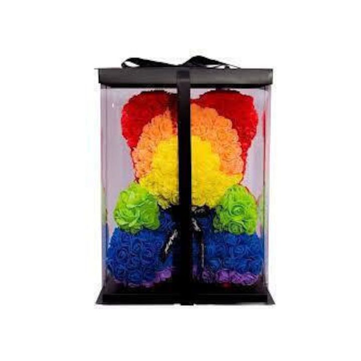 Αρκουδάκι από τριαντάφυλλα Rainbow 25 cm σε κουτί | G for Gadget