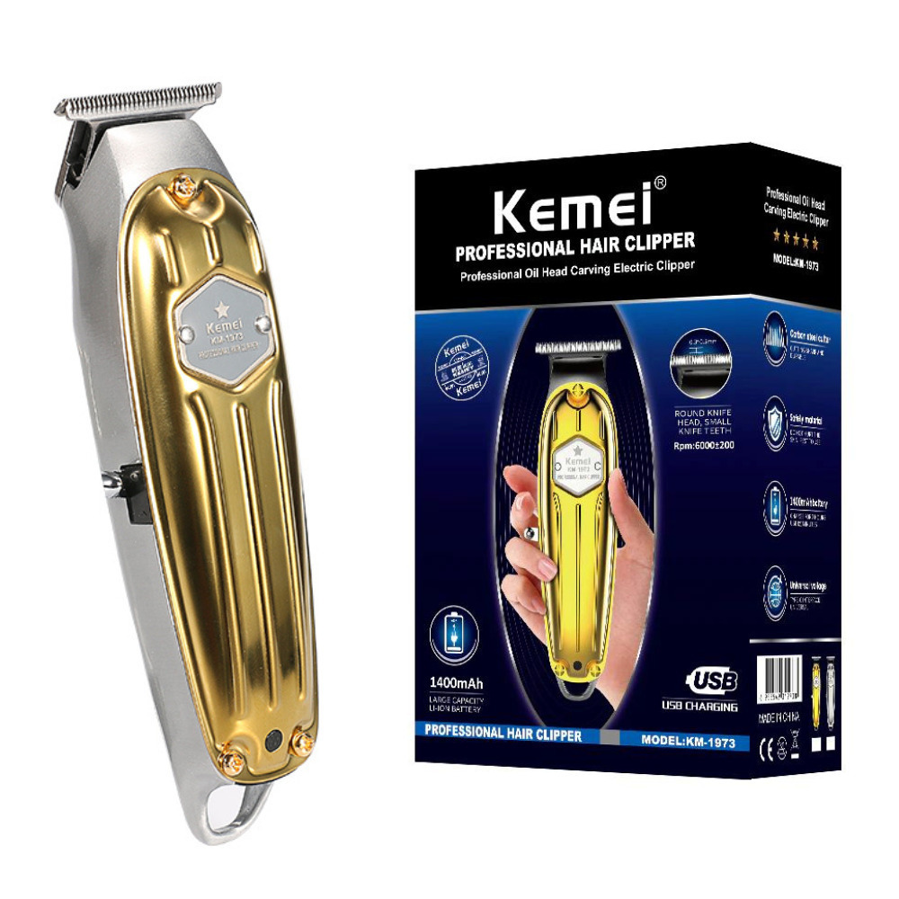 Επαναφορτιζόμενη κουρευτική μηχανή Kemei KM-1973 χρυσό | G for Gadget