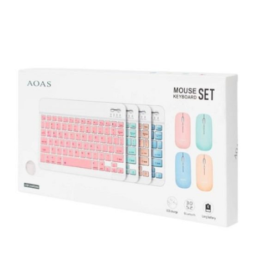 Ασύρματο πληκτρολόγιο και ποντίκι AOAS AS-110 ροζ | G for Gadget