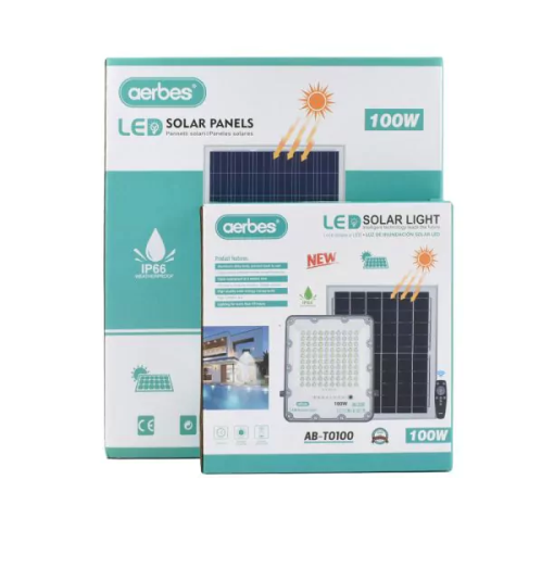 Ηλιακός προβολέας 100W LED με χρονοδιακόπτη και τηλεχειριστήριο Aerbes ...