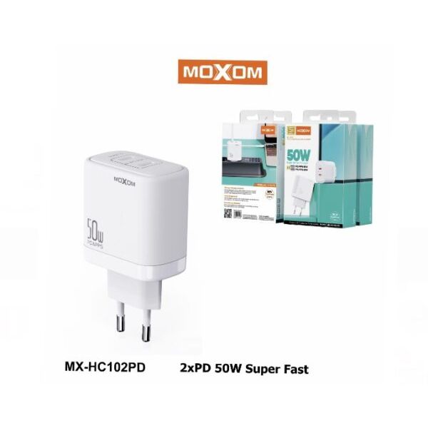 Moxom (MX-HC102) Φορτιστής 50W Με Καλώδιο Άσπρο | G for Gadget