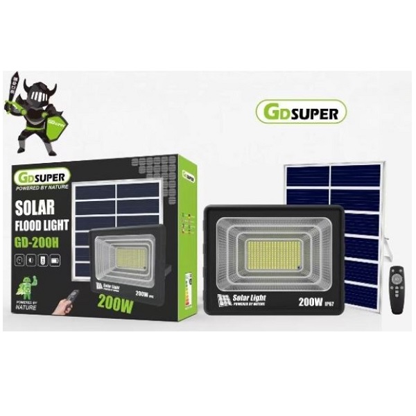 Ηλιακός Προβολέας Αδιάβροχος GDSUPER GD-200H 200W με Ξεχωριστό Ηλιακό ...