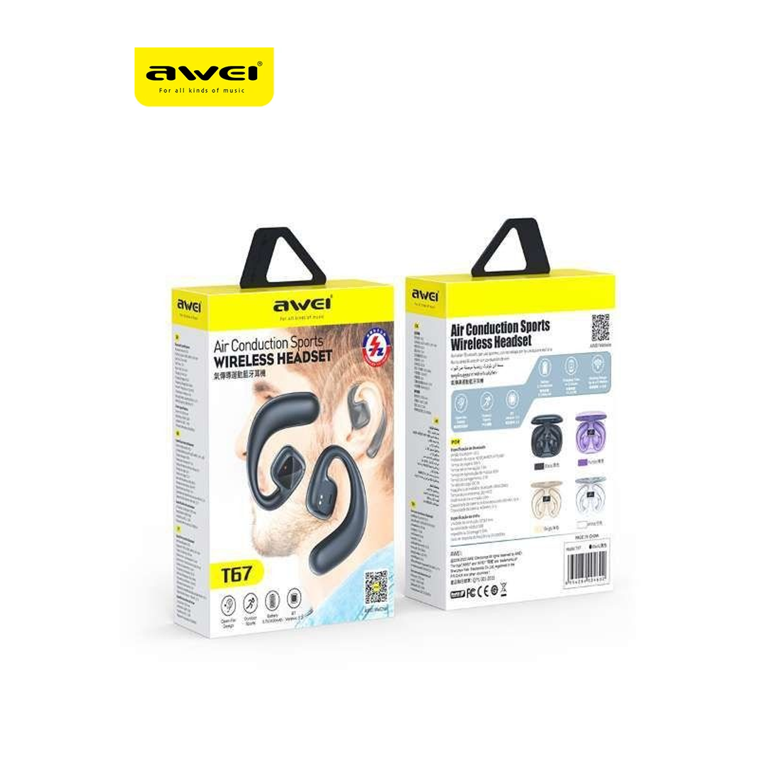 Ασύρματα αθλητικά ακουστικά Bluetooth Awei T67 Μωβ Χρώμα | G for Gadget