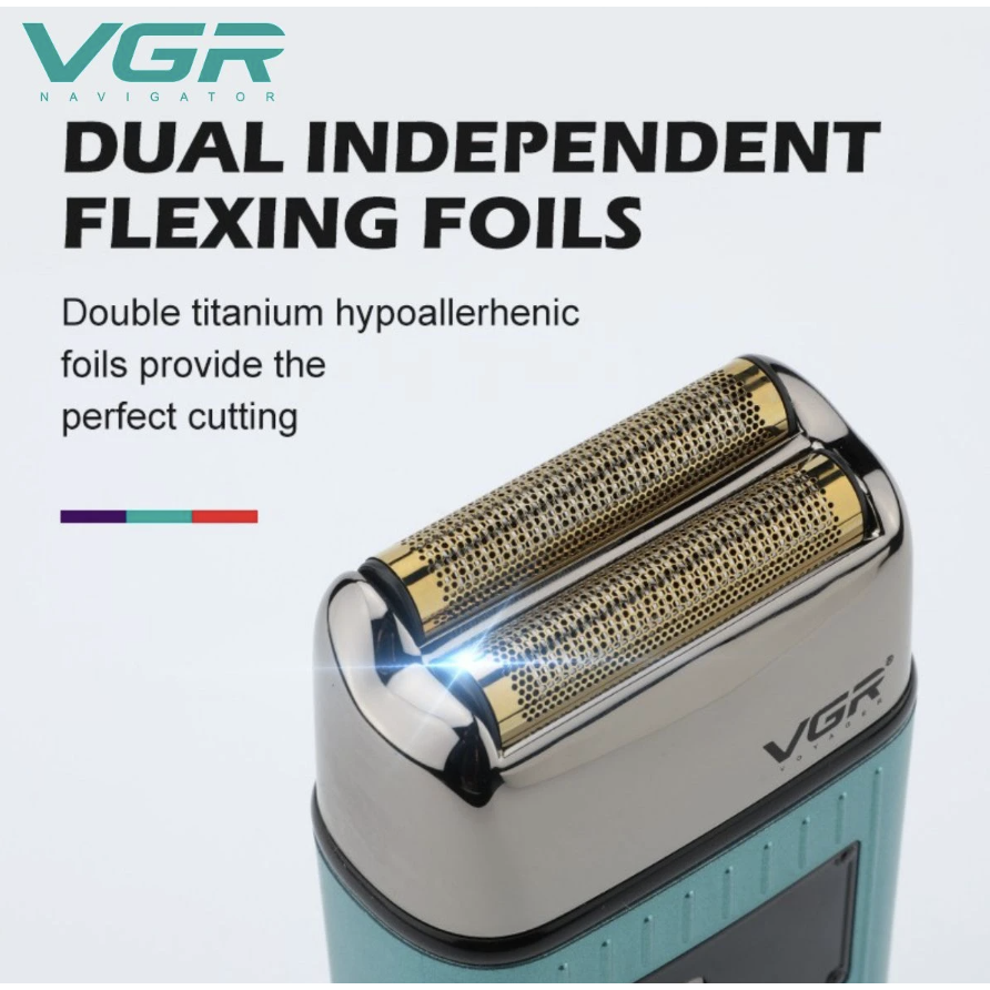 VGR V-357 Επαγγελματική Ξυριστική Μηχανή Αδιάβροχη με οθόνη LED σε Μπλε Χρώμα | G for Gadget