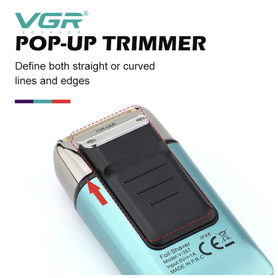 VGR V-357 Επαγγελματική Ξυριστική Μηχανή Αδιάβροχη με οθόνη LED σε Μπλε Χρώμα | G for Gadget