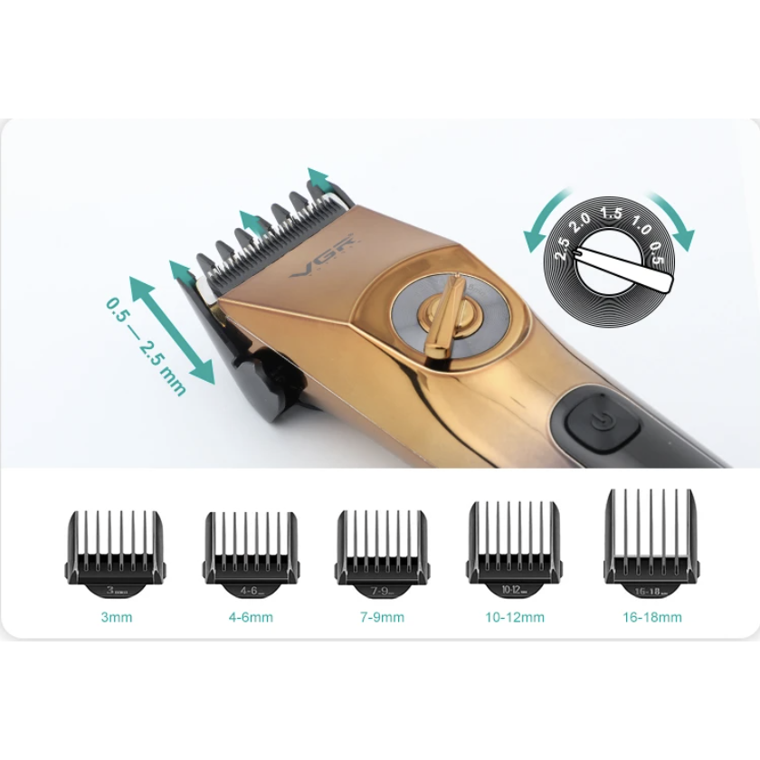 VGR V-663 Επαγγελματική Αδιάβροχη Κουρευτική Μηχανή με USB & οθόνη LED σε Κίτρινο Χρώμα | G for ...