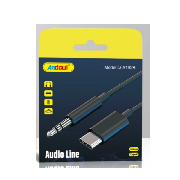 Καλώδιο Audio Line 3,5mm σε Type-C Andowl Q-A192B σε Μαύρο Χρώμα | G ...