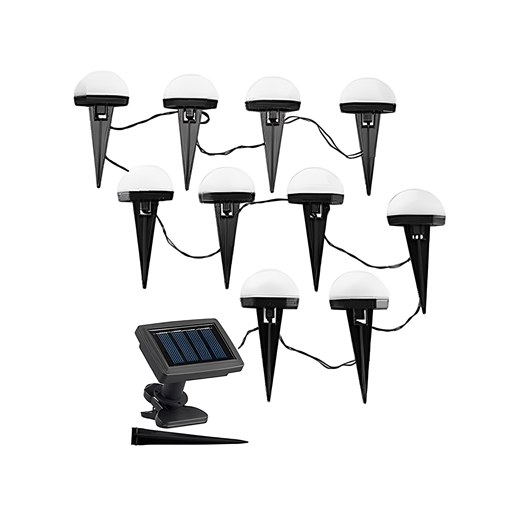 Αδιάβροχα ηλιακά καρφωτά LED– Χωνευτά λαμπάκια γιρλάντα 3.8m 10 τμχ με ...