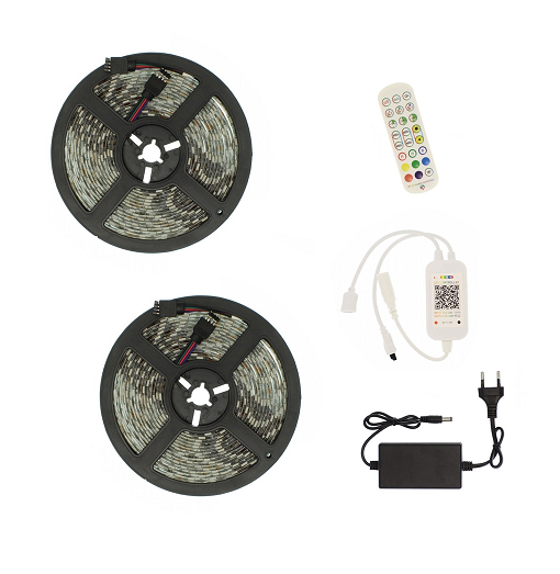 Αδιάβροχη LED ταινία 12V 10m (2x5m) με τηλεχειριστήριο, Bluetooth ...