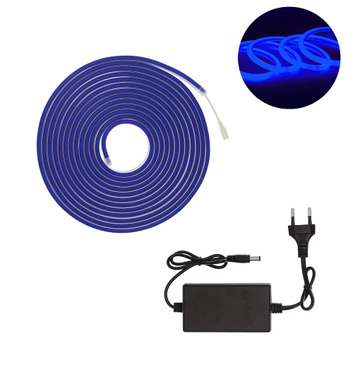 Αδιάβροχη LED ταινία Neon 12V 5m με τροφοδοτικό μπλε IP65 RZ-0023 | G ...