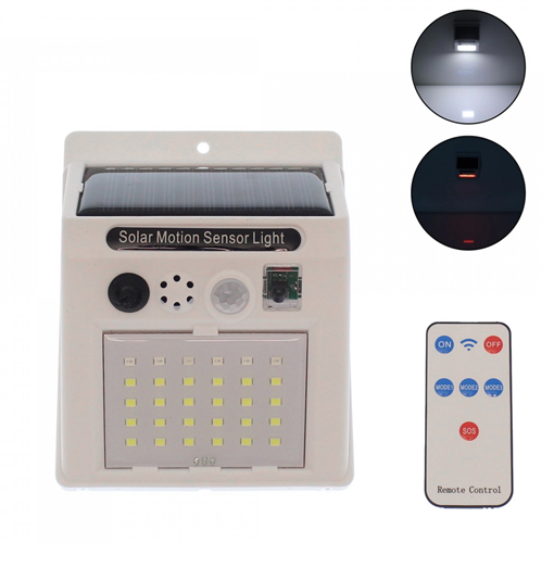 Ηλιακό φωτιστικό LED 30 SMD IP65 με αισθητήρα κίνησης & συναγερμό BK-666 λευκό | G for Gadget
