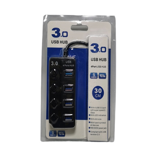 Usb hub 3.0 / 4 θυρών με διακόπτες τροφοδοσίας και προσαρμογέα HQ-4 ...