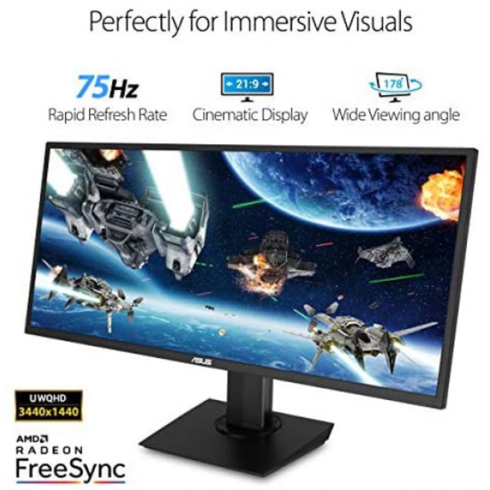 Asus VP348QGL 34 Ultra Wide Freesync HDR Gaming Monitor 75Hz 1440P Eye ...